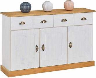 IDIMEX Buffet salon paris l 116 cm bois massif, Blanc et brun