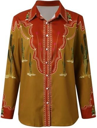 Generic Robes boh&egrave;me 2026 pour femmes, haut ample &agrave; manches longues, col rabattu, vert militaire, 3XL