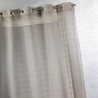 HOME MAISON Homemaison - Vorhang, Fantasie, feine Streifen, 100% Polyester, Blickdicht und dekorativ, f&uuml;r Wohnzimmer, Schlafzimmer, &Oslash; 4 cm, runde &Ouml;sen, silberfarb