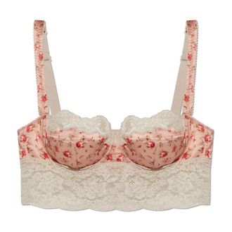 Dolce & Gabbana Balconette mit kleinem Rosenmuster aus Satin und Spitze - - Underwear - Damen - Beige - 70B EU