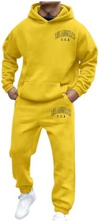Generic Ensemble de vêtements de détente 2 pièces pour homme avec capuche et capuche - Ensemble de survêtement confortable - Lettre graphique décontractée - G