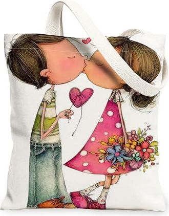 Generic Sacs fourre-tout romantiques en toile &agrave; motif floral mignon, sacs d&eacute;picerie l&eacute;gers et lavables, parfaits pour les pique-niques printaniers, en plein a