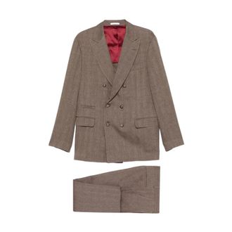 Brunello Cucinelli Leinenanzug- zweireihig - - Suits - Herren - Braun - XL