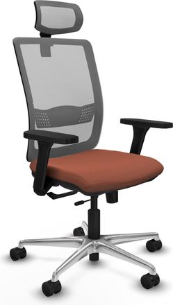 Piqueras y Crespo Haches ergonomischer Computerstuhl mit 3D-Armen, h&ouml;henverstellbare Lendenwirbelst&uuml;tze und h&ouml;henverstellbares Kopfteil, Grau/Braun
