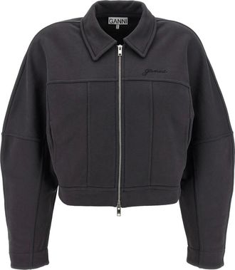 Ganni Femme, Vestes, Gris, Taille: 40 FR Heavy Terry Jersey Bomber Jacket