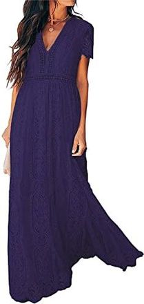 Onsoyours Dentelle à col en V pour Femme Longue Robe de Demoiselle dhonneur Cadeau Saint Valentin élégante Dentelle à Dos Nu avec des Fleurs Vêtements de mariée