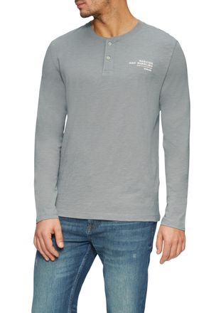 s.Oliver Henley-Shirt mit Flammgarnstruktur und Stickerei
