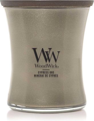 Woodwick Duftkerze mit knisterndem Docht | Cypress Ore Mittelgro&szlig;e Kerze im Sanduhr-Glas| Lang brennende Kerzen: Bis zu 60 Stunden | Perfekte Geschenke f&uuml;r Fra