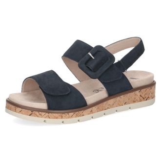 Caprice Damen Sandalen flach aus Leder mit Plateau, Blau (Ocean Suede), 38 EU