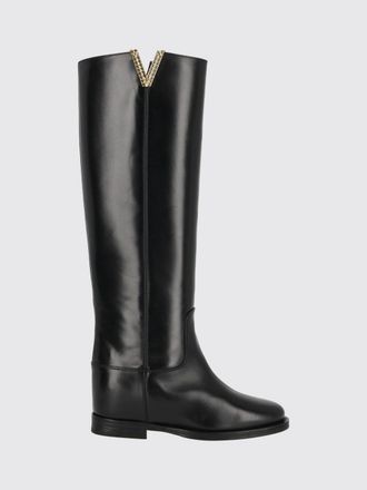 Via Roma 15 Bottes hautes en cuir avec talon compens&eacute; et bout rond