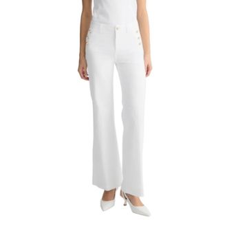 Liu Jo Wei&szlig;e Baumwollhose Ss25 - - Trousers - Damen - Wei&szlig; - W32