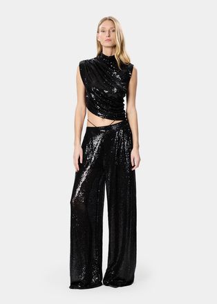 Amazu&igrave;n Sequin-Embroidered Jumpsuit - Black