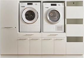 Laundreezy 2X Waschmaschinenschrank, W&auml;scheschrank und Mehrzweckschrank, Wei&szlig; - Waschmaschinen-&Uuml;berbauschrank T&Uuml;V-Zertifiziert mit viel Stauraum - 235 x 162 x 67