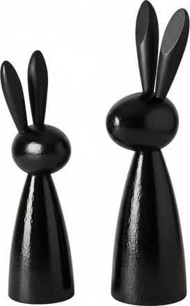 Boltze 2tlg. Hase LOTIS schwarz aus Holz Holzhase Moderne Osterdeko (2 Gr&ouml;&szlig;en)