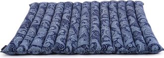 Leewadee Zabuton Rollbare Meditations-Matte Tragbare Sitzmatte &Ouml;kologisches Naturprodukt, Kapok, 70 x 70 cm, Blau Wei&szlig;