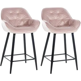 Clp Ensemble de 2 tabourets de bar Gibson en velours avec 76 cm de hauteur de place rose