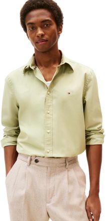 Tommy Hilfiger Herren Hemd Flex Poplin Solid Regular Fit, Grün (Earth Sage), XXXL