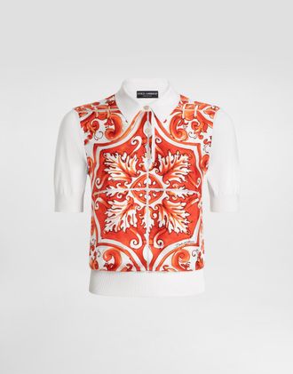 Dolce & Gabbana Pullover Aus Seide Mit Majolika-print - Frau Strickwaren Multicolor 38