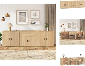 vidaXL Sideboards 3 Stk. Sonoma-Eiche Holzwerkstoff - Sideboard - Wohnzimmerm&ouml;bel - Eichefarben - Holzm&ouml;bel - Schreibtisch