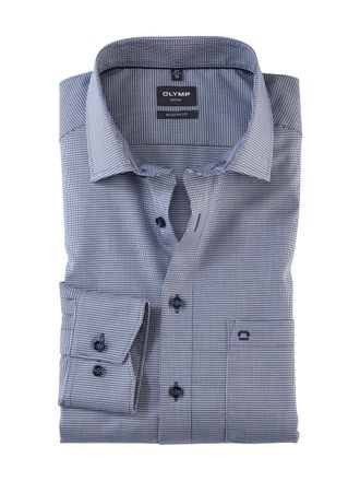 Olymp Herren Oberhemd Langarm Luxor,Faux Uni,Luxor modern fit,19 Global Kent,Marine 18,40