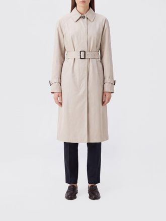 Max Mara S Max Mara Trench-coat long &agrave; simple boutonnage en coton avec ceinture ajustable