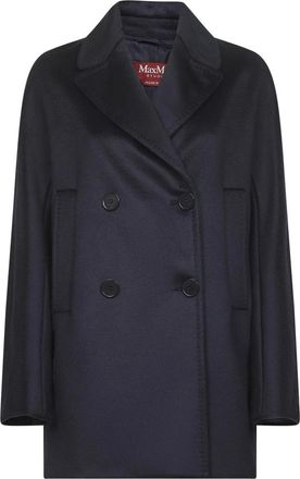 Max Mara Femme, Manteaux, Bleu, Taille: 34 FR Manteau en Laine Bleu Cocoon