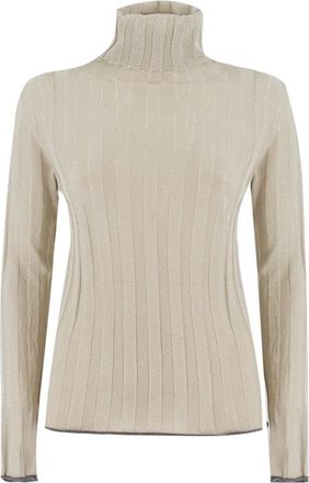 Fabiana Filippi Femme, Pulls, Blanc, Taille: 36 FR Pull à col roulé côtelé en lurex