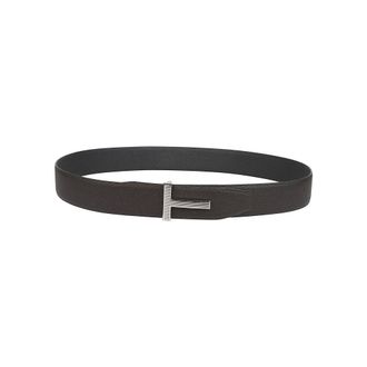 Tom Ford Homme, Accessoires, Brun, Taille: 105 CM Grain Leather Ridge Buckle T Belt