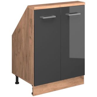 Vicco Dachschr&auml;genschrank Rion, Anthrazit Hochglanz/Goldkraft Eiche, mit 2 T&uuml;ren, Vicco