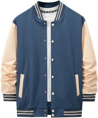 Generic 2025 Veste pour homme Automne et Hiver Vestes Casual Cent Cardigan Ample Veste de baseball Manteau Ceintures pour hommes, bleu clair, XXL