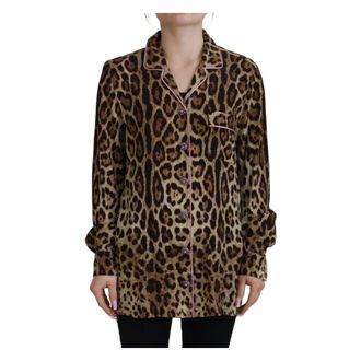 Dolce & Gabbana Leopardenmuster Langarmbluse - - Blouses & Shirts - Damen - Braun - XS