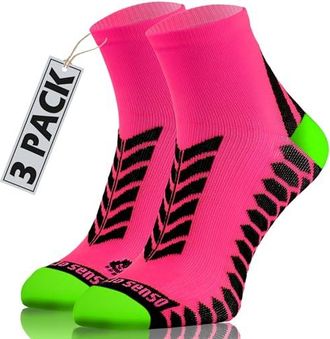 Sesto Senso 3 Paires Chaussettes Sport de Course Colorées Femme Homme 43-47 Rose