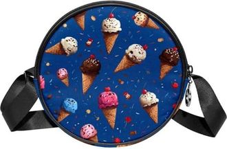 Generic Sac &agrave; bandouli&egrave;re rond rond pour femme, petit sac &agrave; dos &agrave; bandouli&egrave;re avec fermeture &eacute;clair, bretelles r&eacute;glables, style d&eacute;contract&eacute; pour femmes et fil