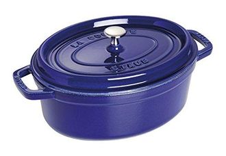Staub Cocotte en Fonte Émaillée avec Couvercle, Tous feux dont induction, 5 à 6 personnes, Ovale, 31 cm, 5,50 L, 7 kg, Bleu Intense