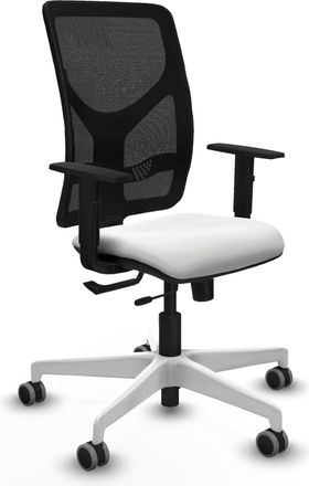 Piqueras y Crespo B&uuml;rostuhl, wei&szlig;, mit 1D-Armlehnen, h&ouml;henverstellbare Lendenwirbelst&uuml;tze, ausgestattet mit Syncro/Traslack und Schneideschaum, mit Rollen von 65 mm, Pa