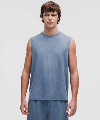 lululemon BeCalm Ärmelloses Shirt im Relaxed Fit für Männer - Größe 2XL in Heathered Washed Denim