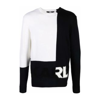 Karl Lagerfeld Homme, Pulls, Noir, Taille: XL Pull &agrave; col rond avec logo Intarsia