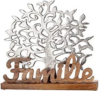 Gilde Deko Figur Dekoobjekt - Symbol - Lebensbaum Familie - Dekoration Innenbereich - Geschenke Frauen - Höhe 41 cm, Silberfarben