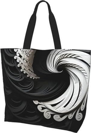 Generic Image En Noir Et Blanc Sac Cabas L&eacute;ger Sacs De Courses Grand Sac Fourre-Tout Pour Universit&eacute; Voyage Plage