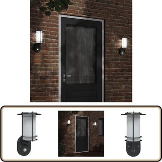 vidaXL Vidaxl - Außenwandleuchte mit Bewegungsmelder Schwarz Edelstahl - Outdoor-Beleuchtung - Wandleuchte - Bewegungsmelder - Edelstahl - Gartenbeleuchtung