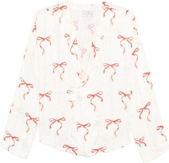 Forte_Forte Femme, Blouses et Chemises, Multicolore, Taille: 40 FR Bow Print Tassel Detail V-neck Blouse