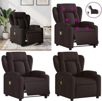 vidaXL Massagesessel Elektrisch Dunkelbraun Stoff - Massage Stuhl - Elektrischer Massagesessel - Entspannungsstuhl - Fernsehsessel - Relaxsessel - Home &