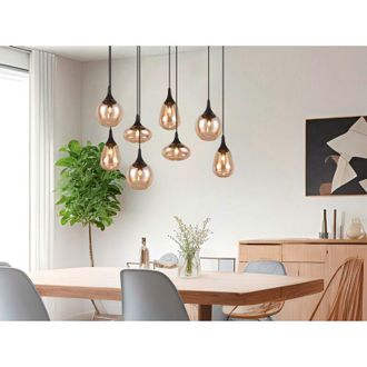 Trio Leuchten Pendelleuchte lumina 8-flammig gro&szlig; mit Glas amberfarbig, Breite 121cm