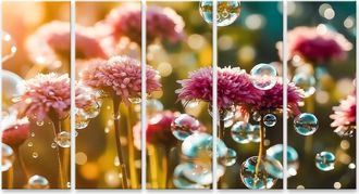 Islandburner Bild auf Leinwand Mehrfarbige Wildblumen, Seifenblasen Bilder Wandbilder Poster JEPH-5P