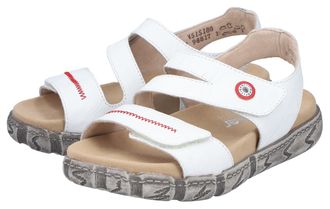 Rieker Sandale RIEKER, Damen, Gr. 37, wei&szlig;, Glattleder, unifarben, Basic, Schuhe Sandale, Sommerschuh, Klettsandale mit Ziernaht