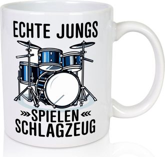 Generic Echte Jungs spielen Schlagzeug | Drummer | Schlagzeug - Tasse Weiss - Kaffeetasse/Geschenk/Familie