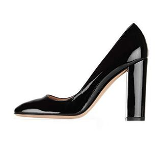 elashe | Escarpins Talon Bloc Femme | Bout Rond fermé | Talons Hauts Femme Talon 10 cm Noir EU40