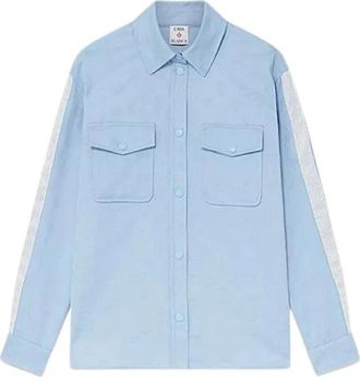 Casablanca Femme, Vestes, Bleu, Taille: 36 FR Chemise &agrave; Manches Longues Monogramme