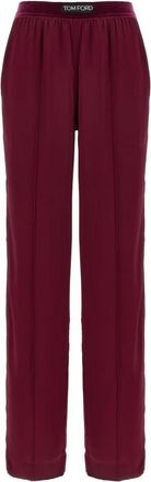 Tom Ford Femme, Pantalons, Rouge, Taille: 38 FR Pantalon de Pyjama en Satin de Soie Stretch