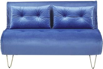 Beliani Beliani - Canap&eacute; Banquette Convertible 2 Places Lit dAppoint en Velours Vert Fonc&eacute; avec Pieds en M&eacute;tal Dor&eacute; Design Glamour Moderne